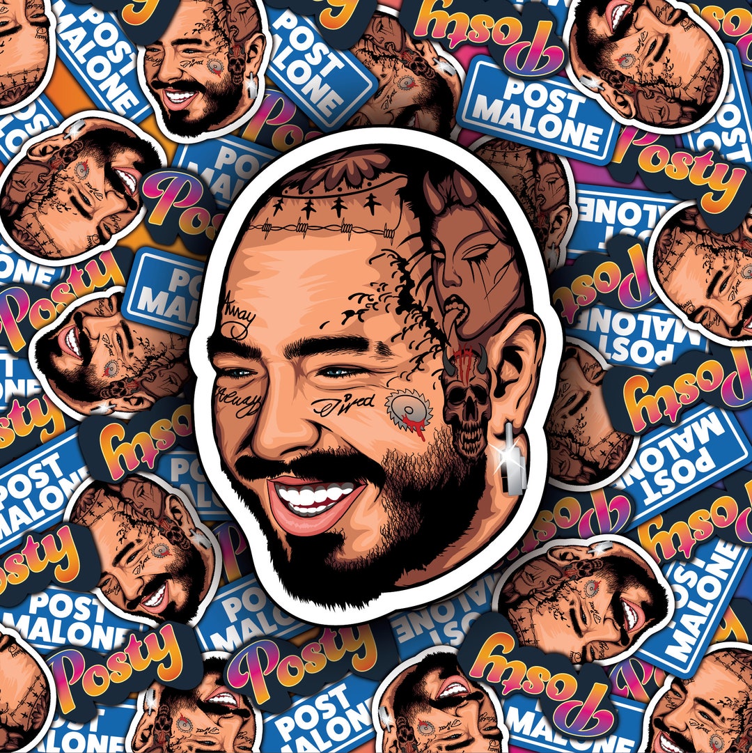 Posty Sticker Pack – 3 Glossy Vinyl Stickers | Post Malone Fan Art ...