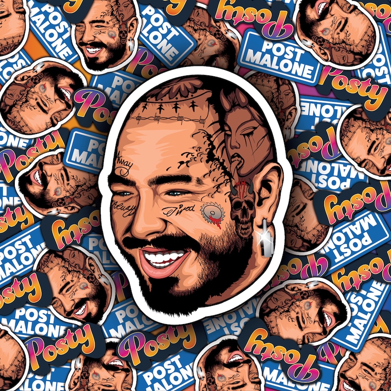 Posty Sticker Pack – 3 Glossy Vinyl Stickers | Post Malone Fan Art ...