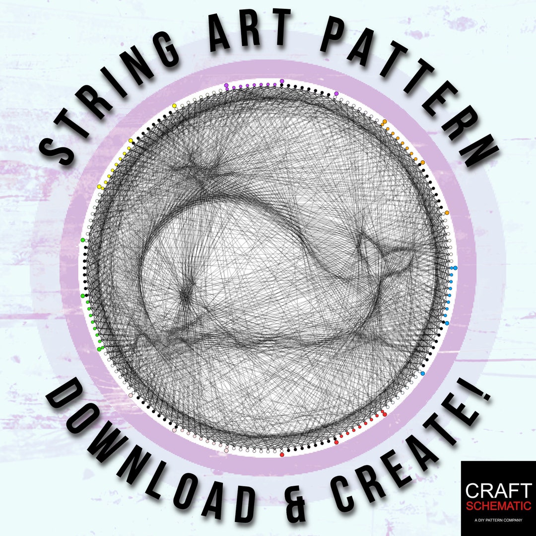 Whale, Cartoon, String Art Template PDF, String Art Digital Kit, String ...