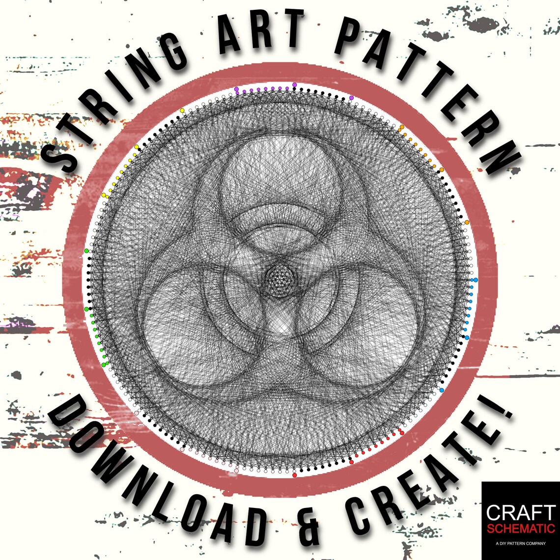 Biohazard Symbol Warning String Art Template PDF String Art | Etsy