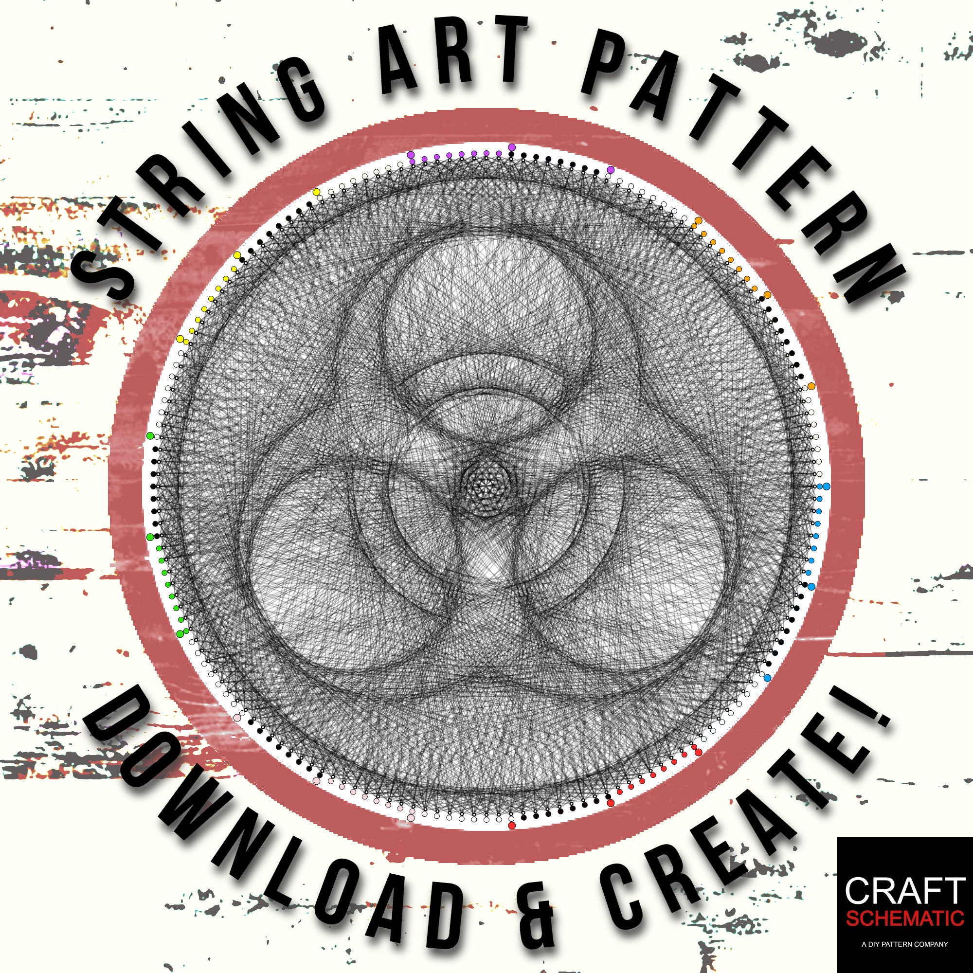 Biohazard Symbol, Warning, String Art Template PDF, String Art Digital ...
