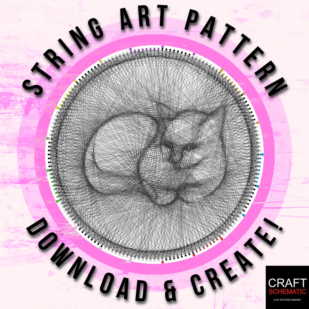 Cat, Kitty, String Art Template PDF, String Art Digital Kit, String Art ...