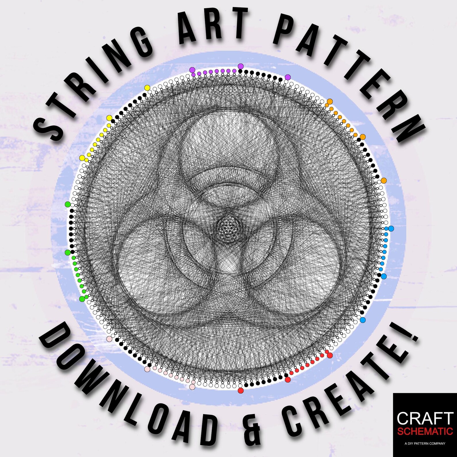 Biohazard Symbol, Warning, String Art Template PDF, String Art Digital ...