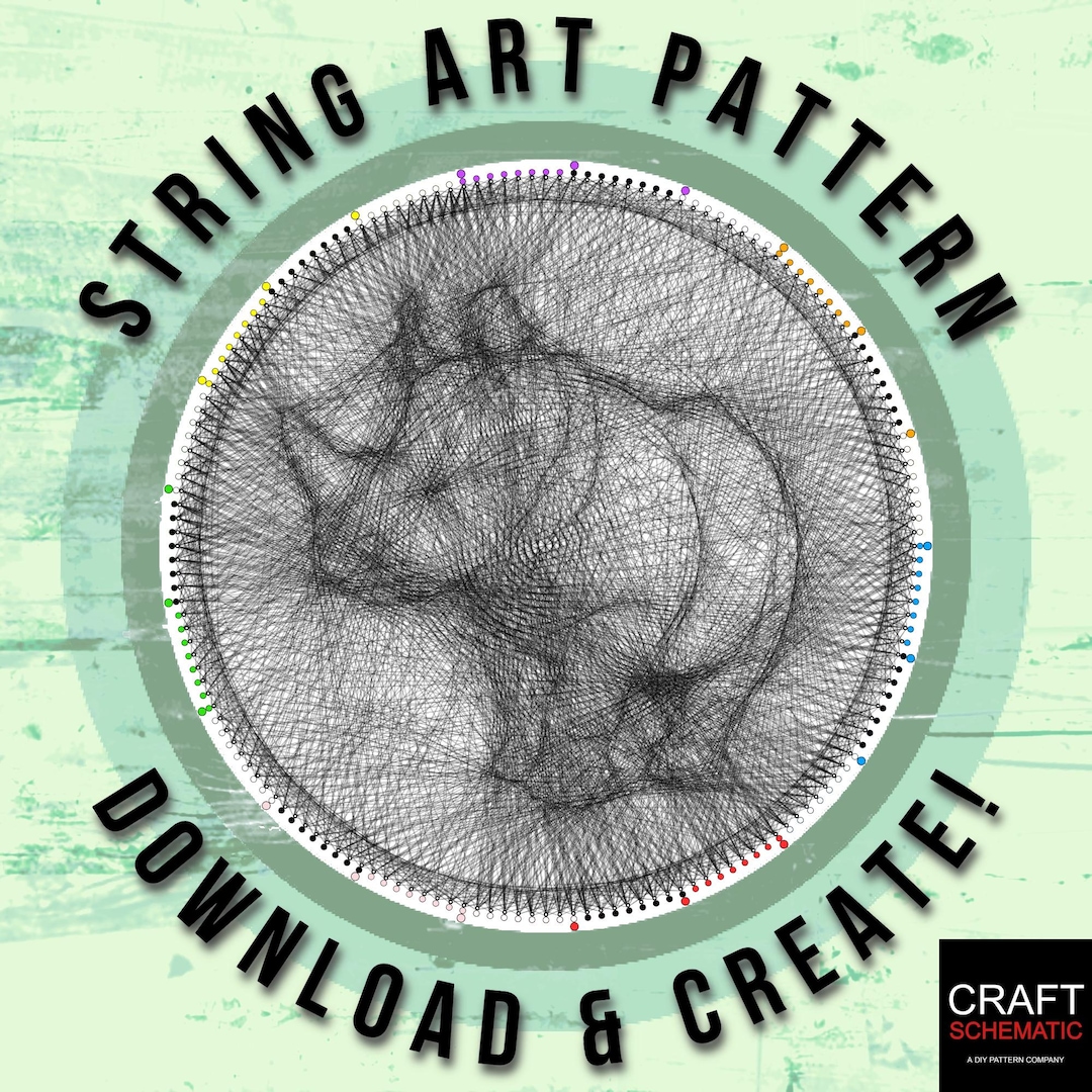 Rhino String Art Template PDF DIY Wildlife String Art Kit, Unique Rhino ...