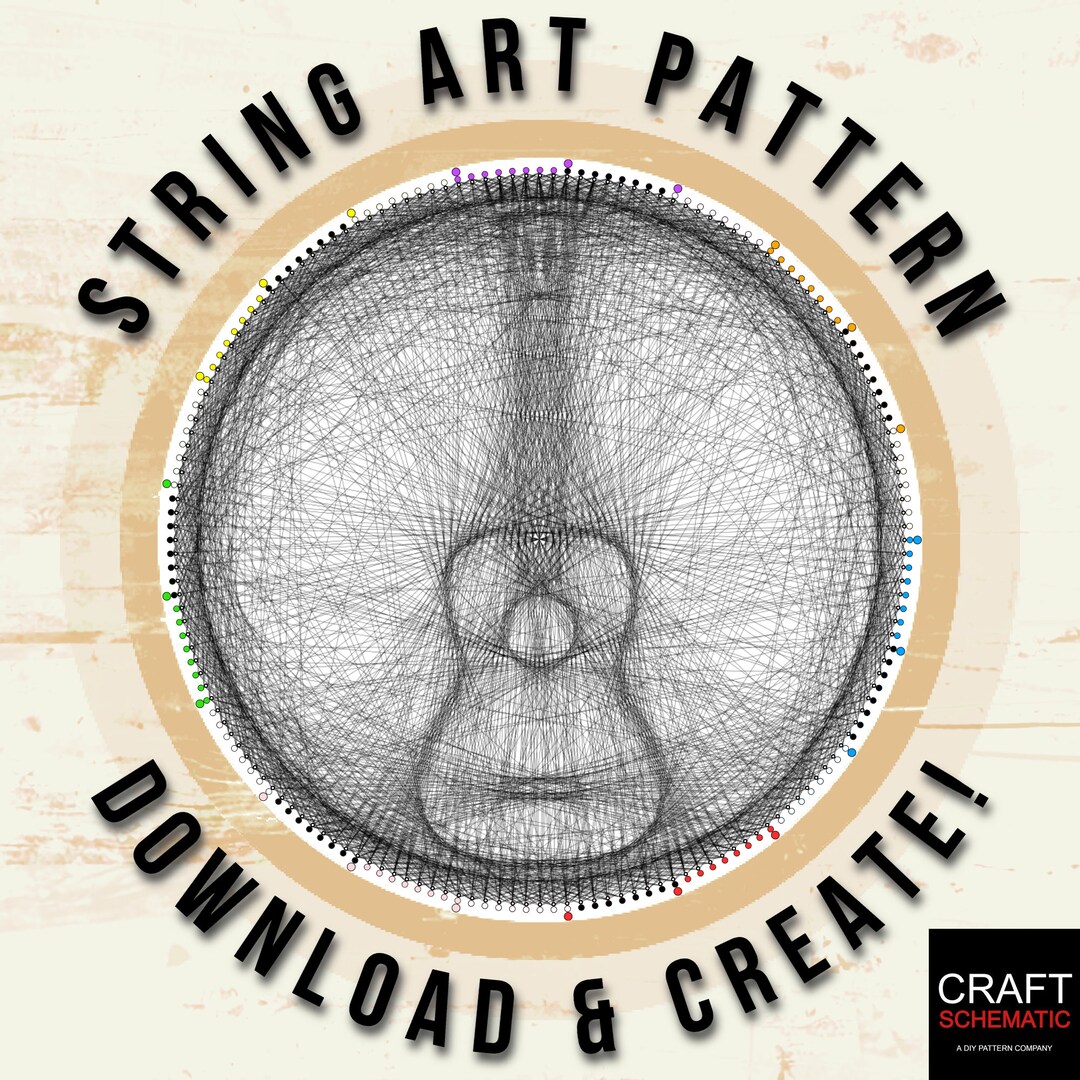 Guitar, Music, String Art Template PDF, String Art Digital Kit, String ...