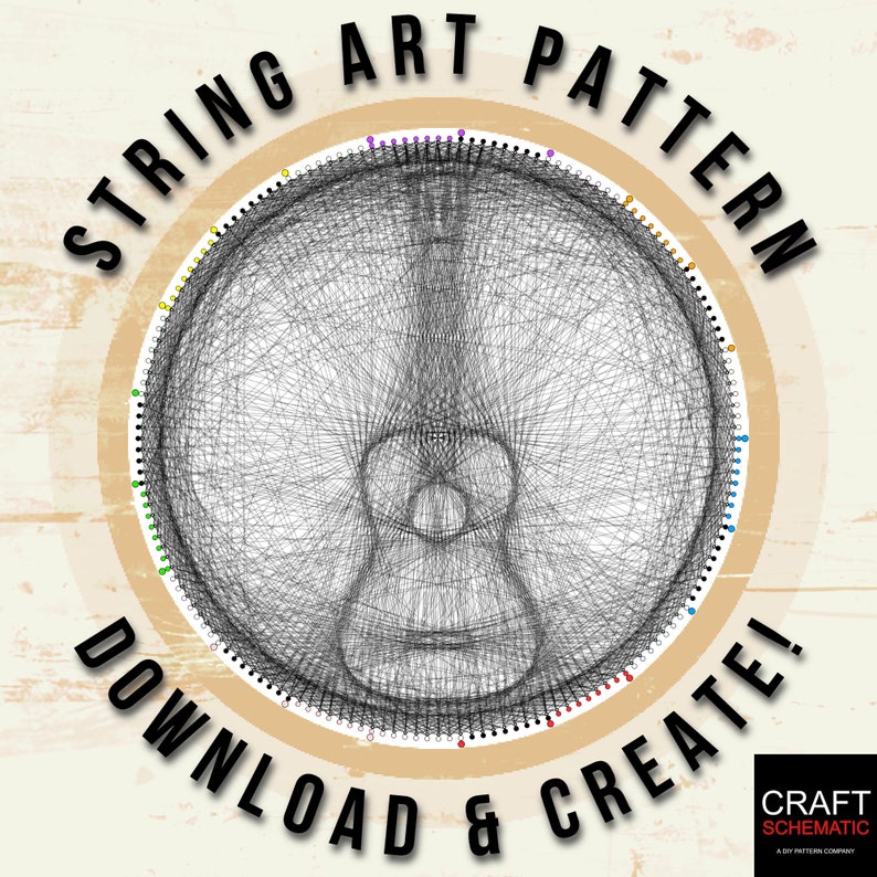Guitar, Music, String Art Template PDF, String Art Digital Kit, String ...