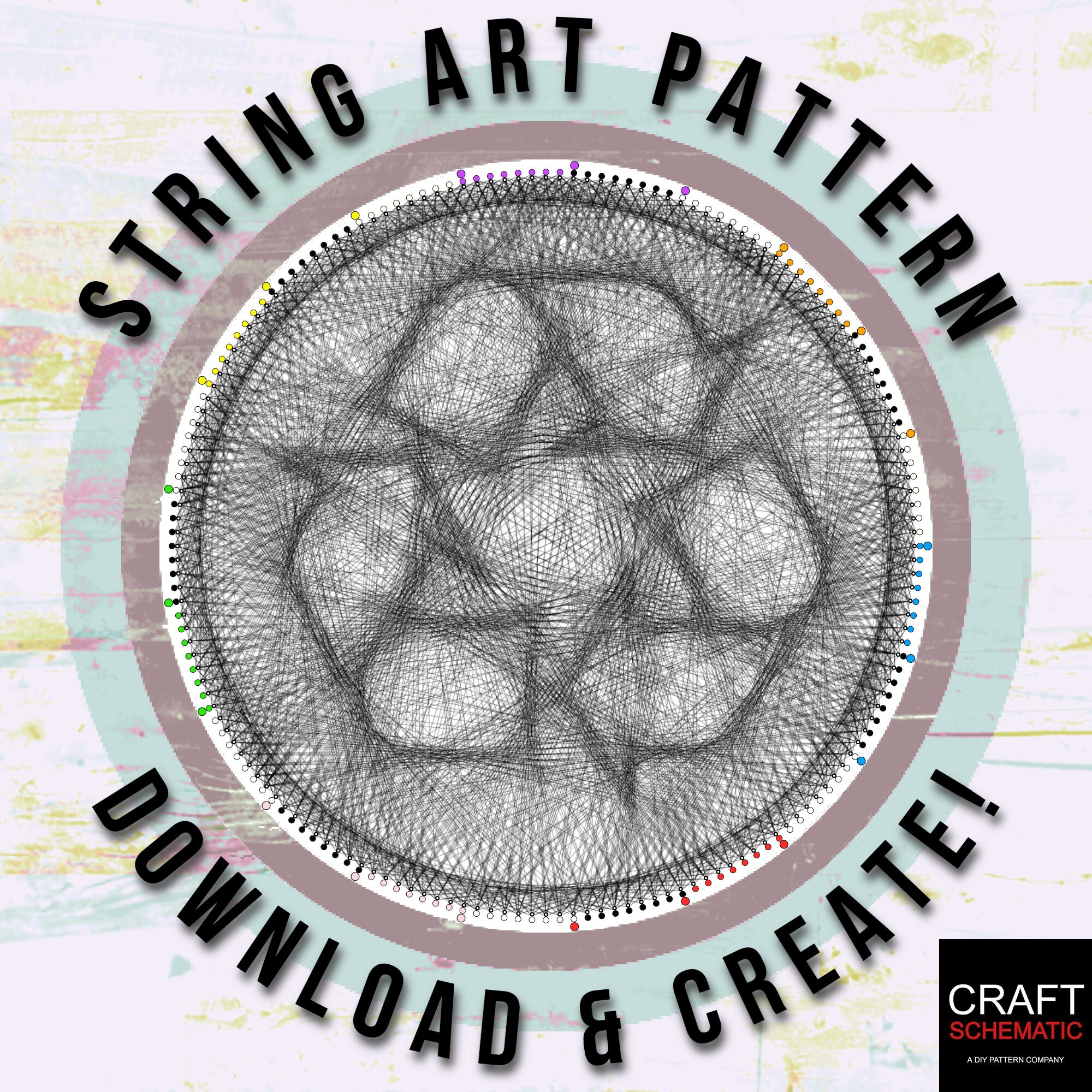 Recycle, Reuse, Reduce, String Art Template PDF, String Art Digital Kit ...