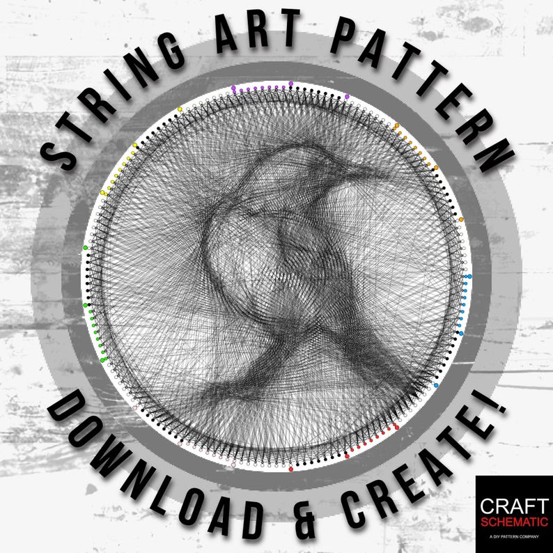 Bird String Art Template Pdf Diy Avian Art Kit Unique Bird Wall Decor Handmade Pattern 