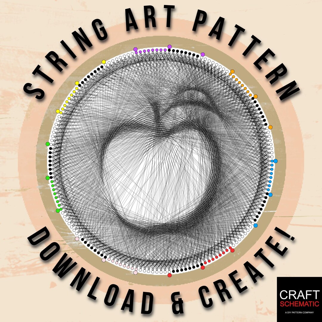 Apple, String Art Template PDF, String Art Digital Kit, String Art DIY ...