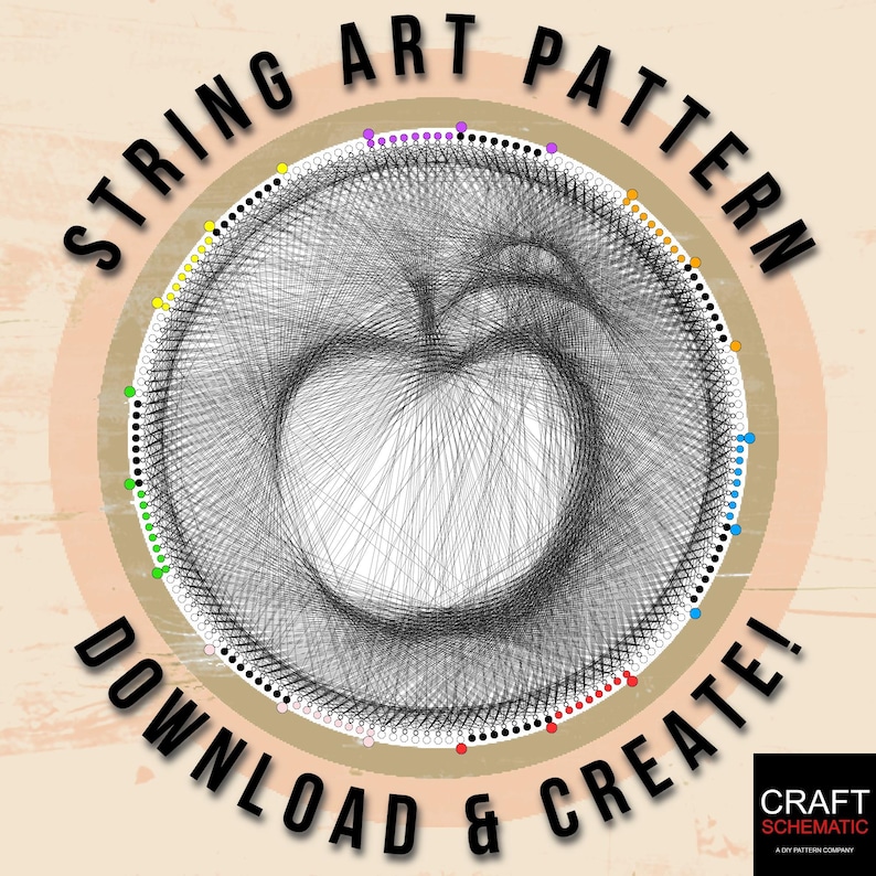 Apple String Art Template: DIY Digital Kit (PDF Pattern) - Etsy