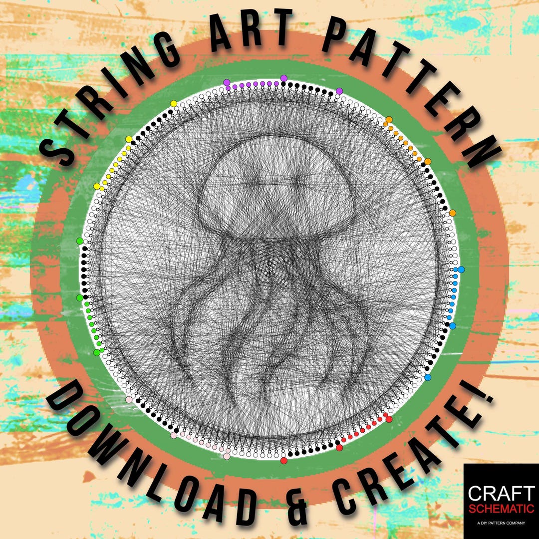 Jellyfish String Art Pattern PDF, DIY Gift Idea, Printable Craft Kit ...