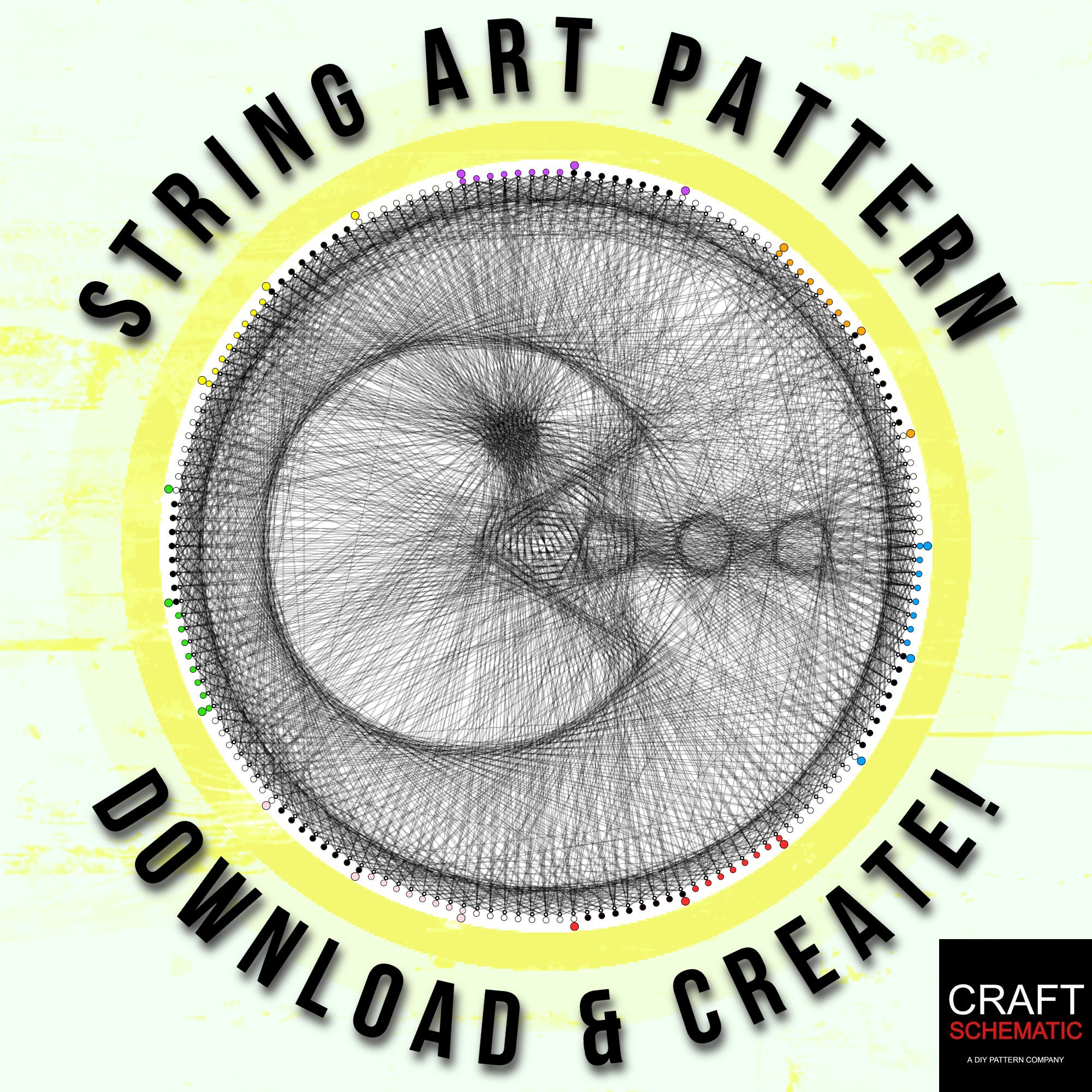 Pacman, Arcade, String Art Template PDF, String Art Digital Kit, String ...