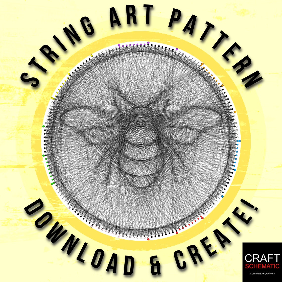 Bee String Art Template PDF String Art Digital Kit String | Etsy