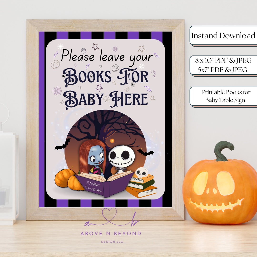 Books for Baby Table Sign for Baby Shower| Nightmare Before C |table ...