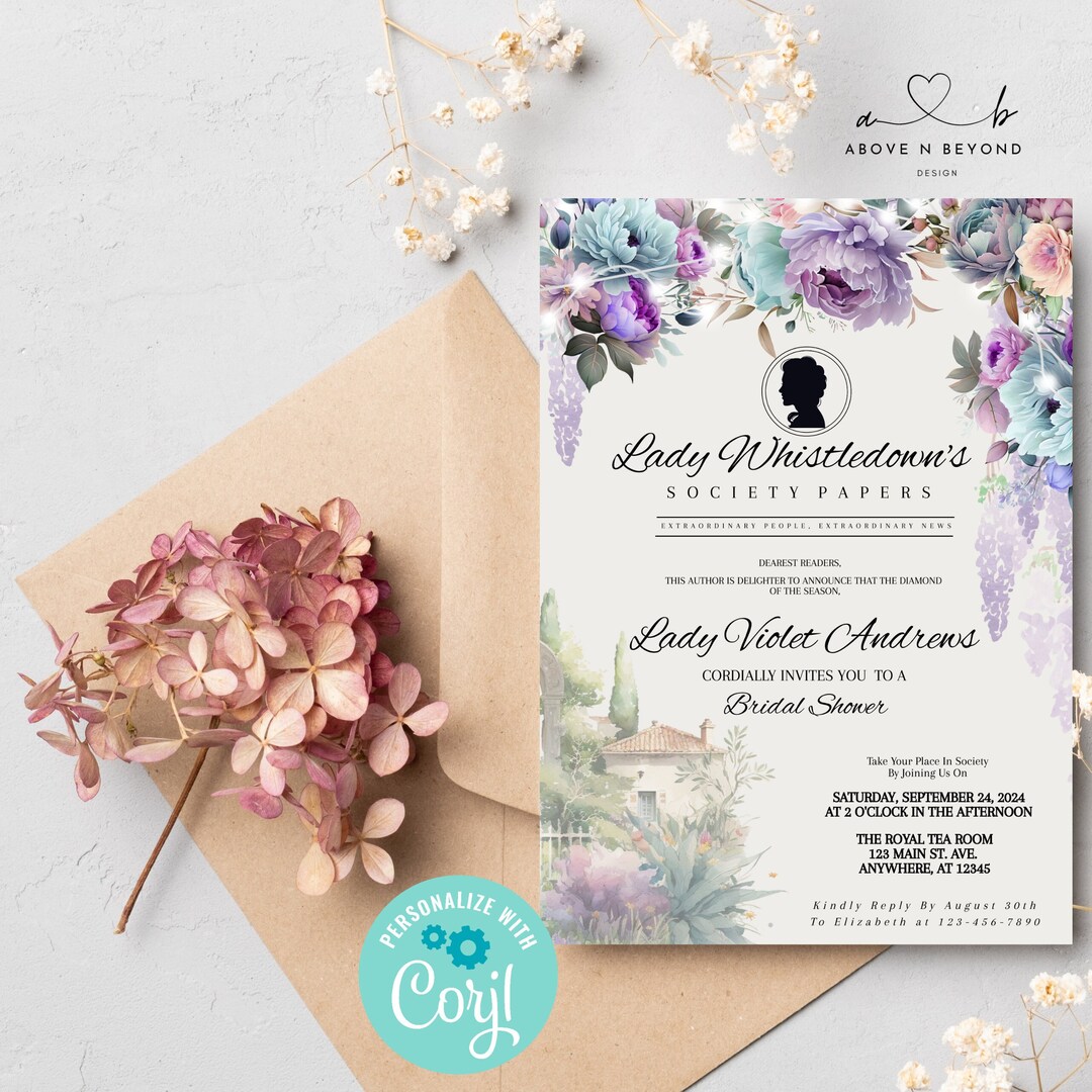 Editable Bridgerton Bridal Shower Invitation: Lady Whistledown (instant ...
