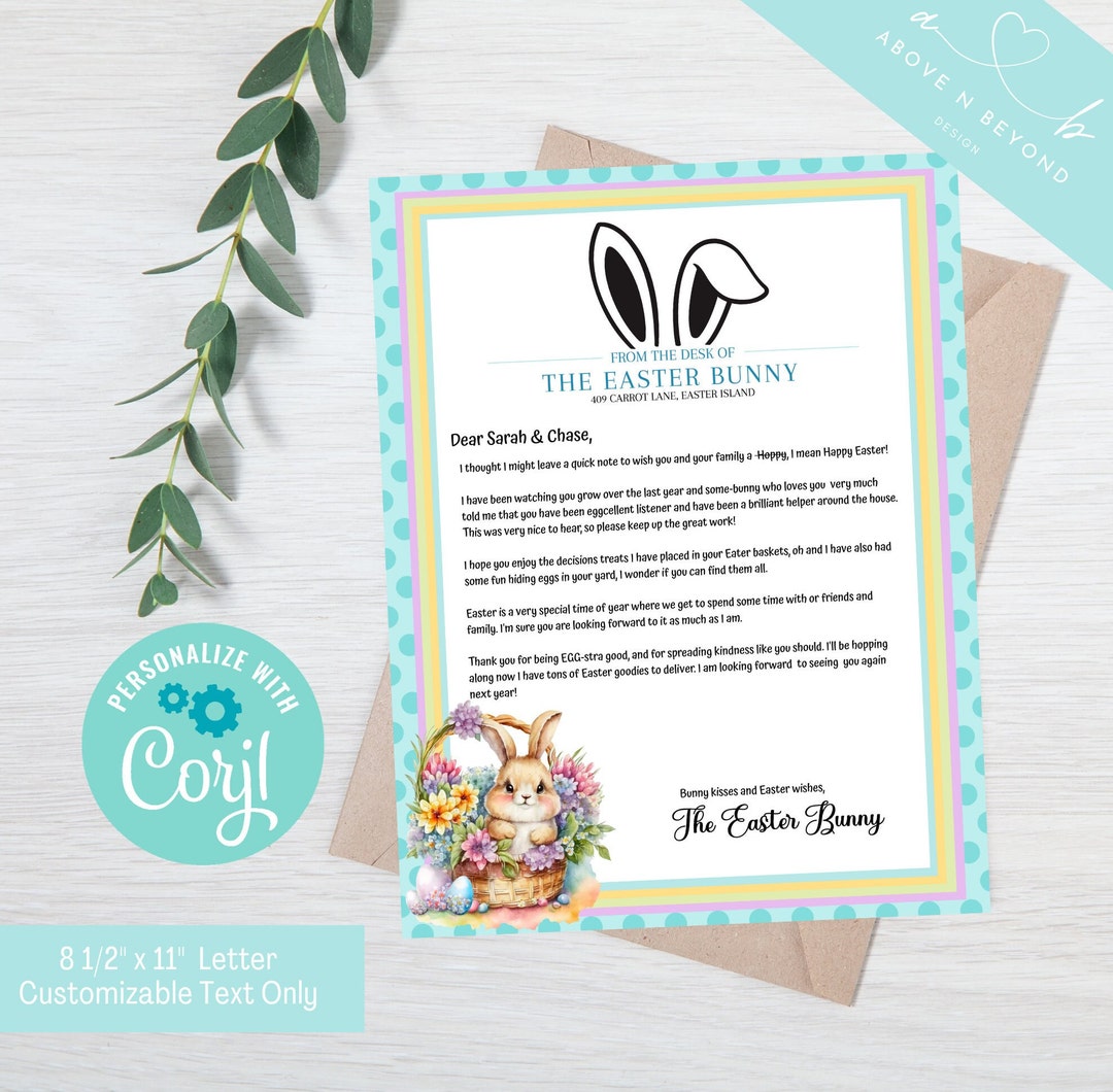 Editable Letter From the Easter Bunny, Easter Template, Kids Easter ...