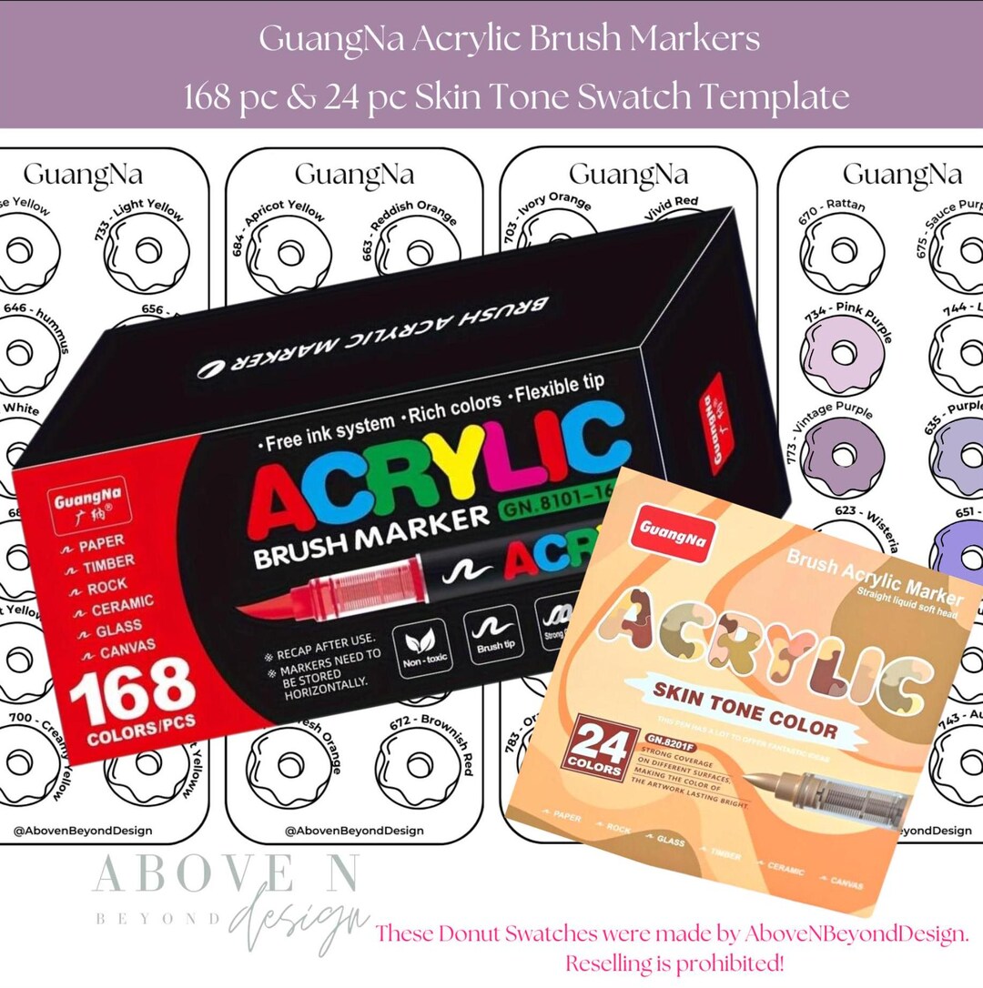 Guangna Color Swatch Template: 168 Color + Skin Tone Pack (PDF Pattern ...