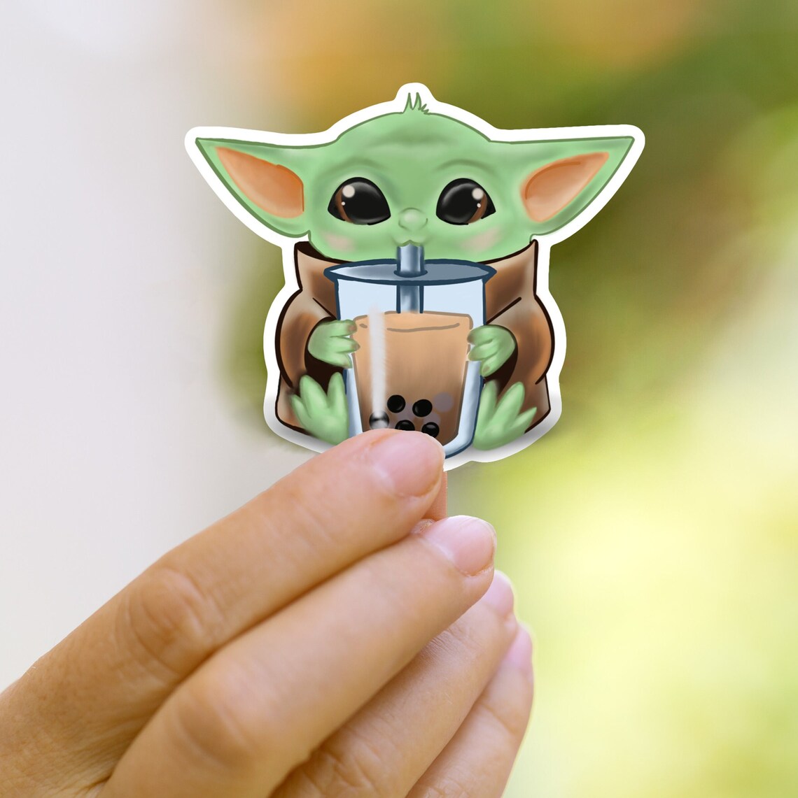 Baby Yoda grogu Theme Drinking Boba Tea Vinyl Sticker - Etsy Ireland