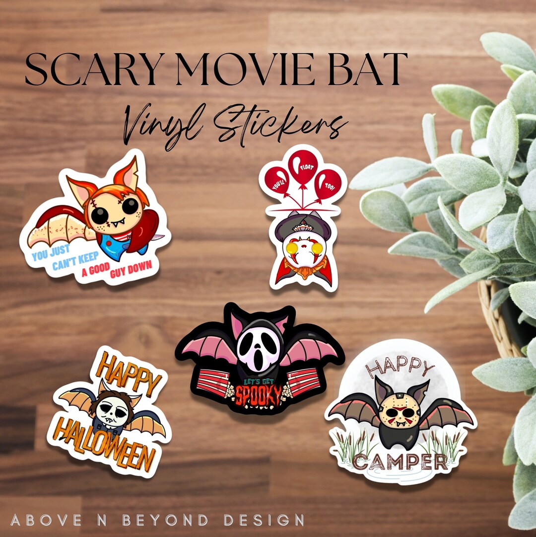 Horror Bat Themed Vinyl Stickers, Spooky Fun Bat Stickers, Halloween ...