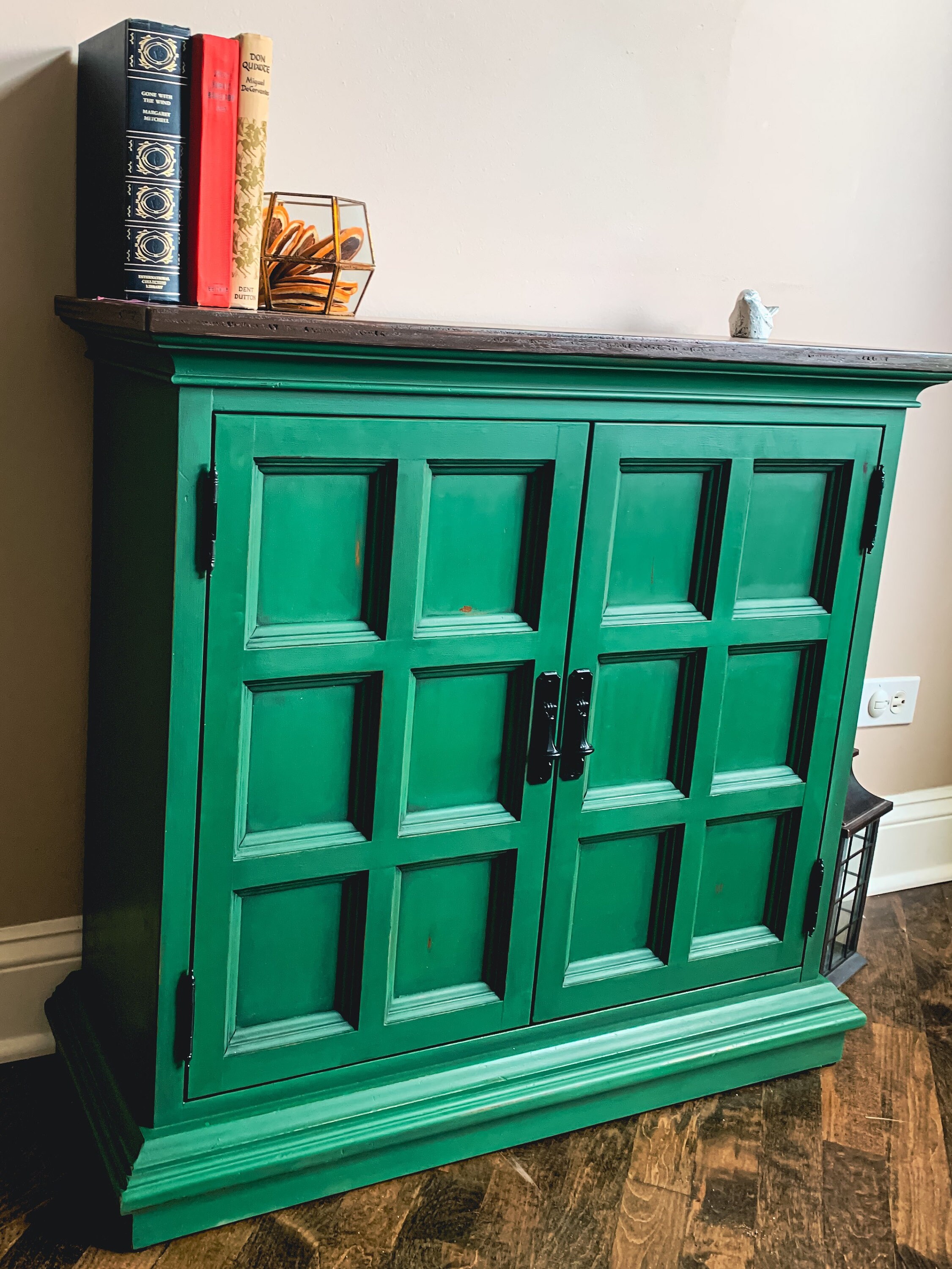 SAMPLE!! Green Storage Cabinet With Shelf | Modern Transitional Vintage ...