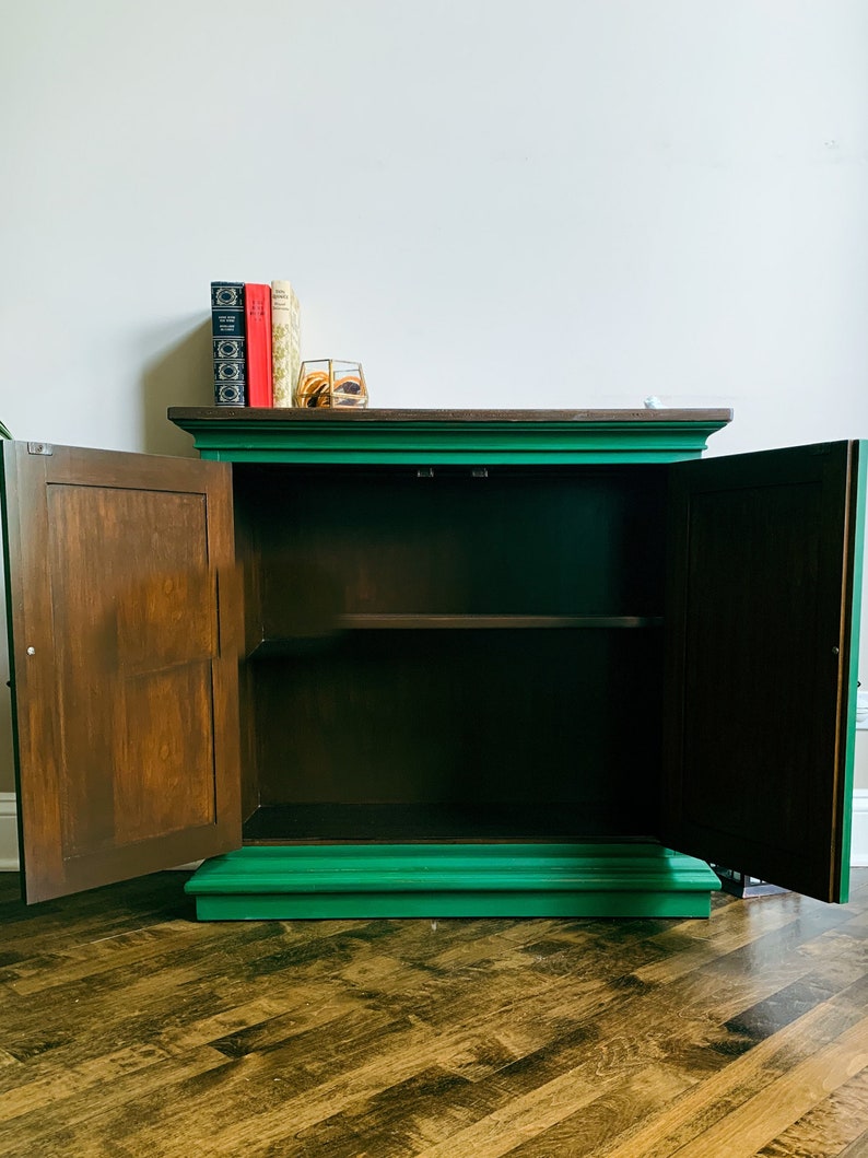 SAMPLE!! Green Storage Cabinet With Shelf | Modern Transitional Vintage ...