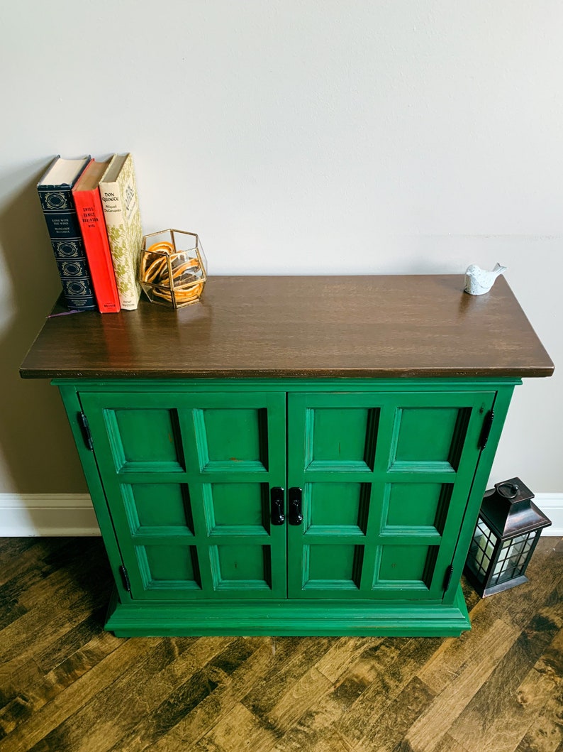 SAMPLE!! Green Storage Cabinet With Shelf | Modern Transitional Vintage ...