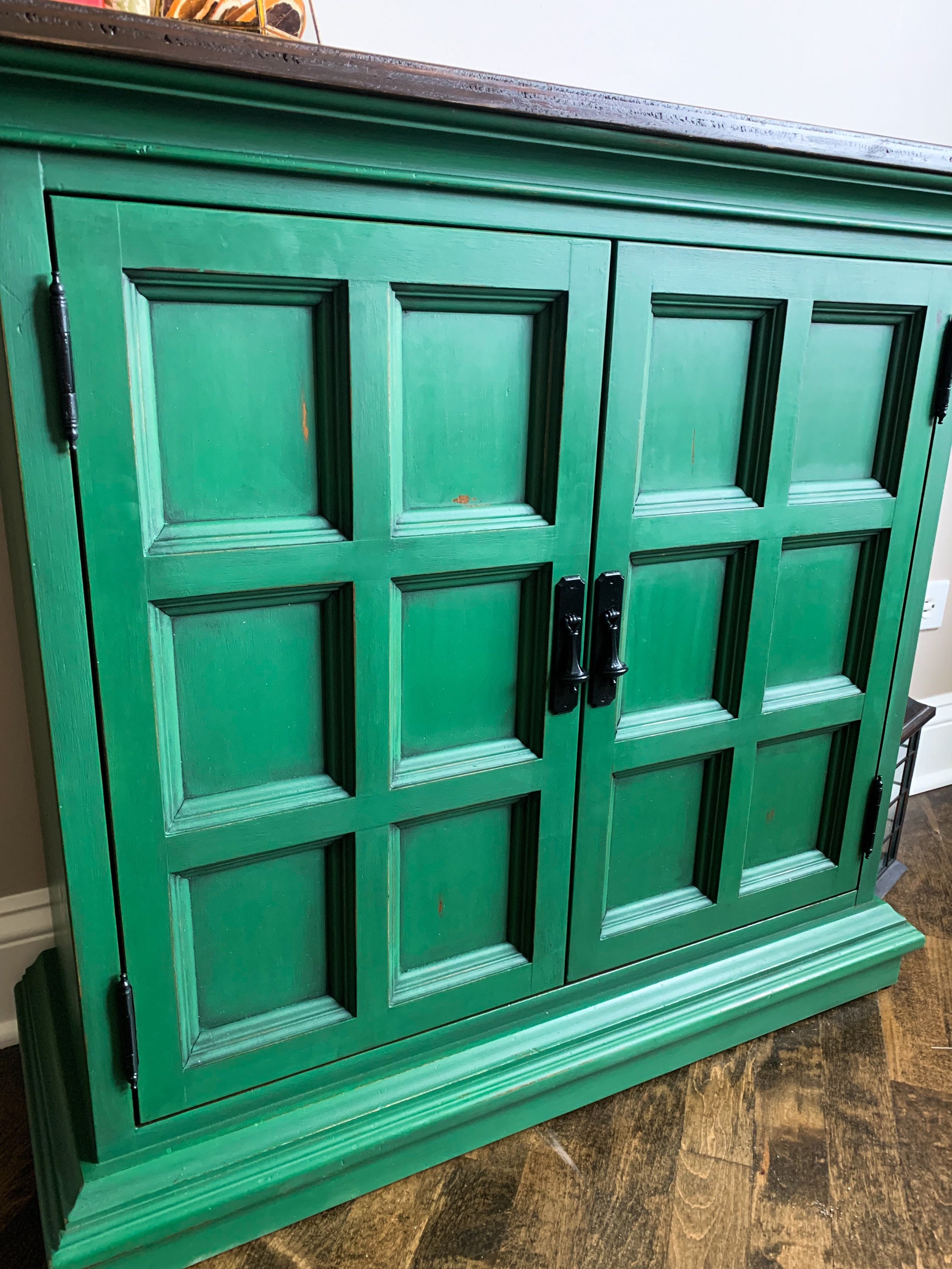 SAMPLE!! Green Storage Cabinet With Shelf | Modern Transitional Vintage ...