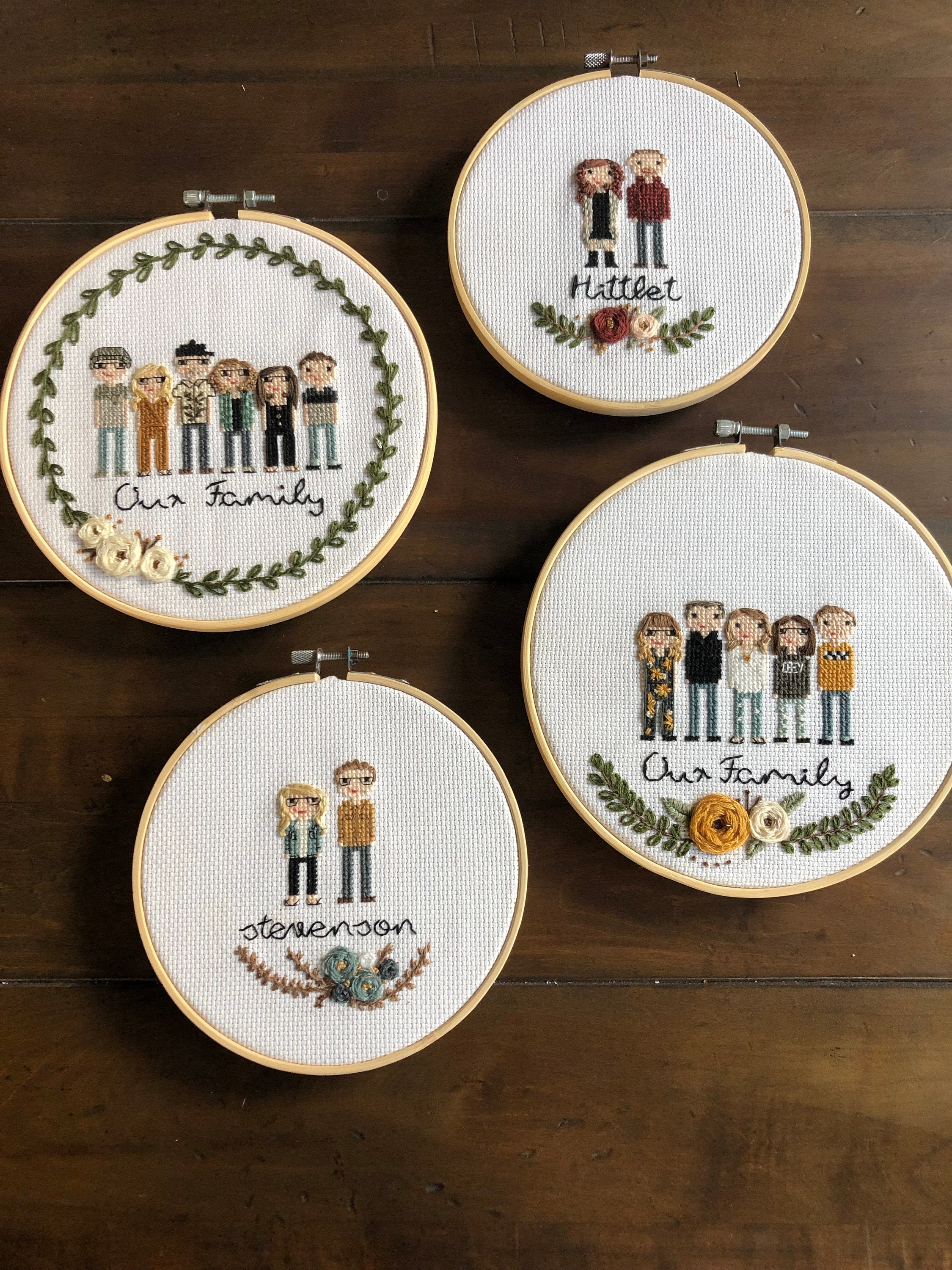 Custom Cross Stitch Family Portrait Stitch People Family | Etsy