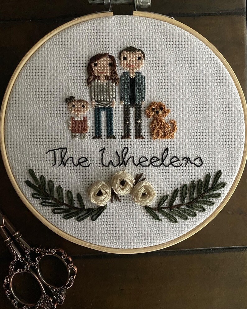 Custom Cross Stitch Family Portrait Stitch People Family | Etsy