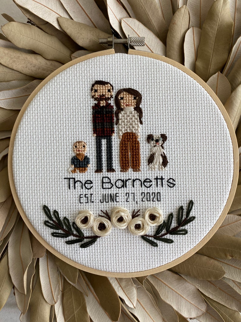 Custom Cross Stitch Family Portrait Stitch People Family - Etsy