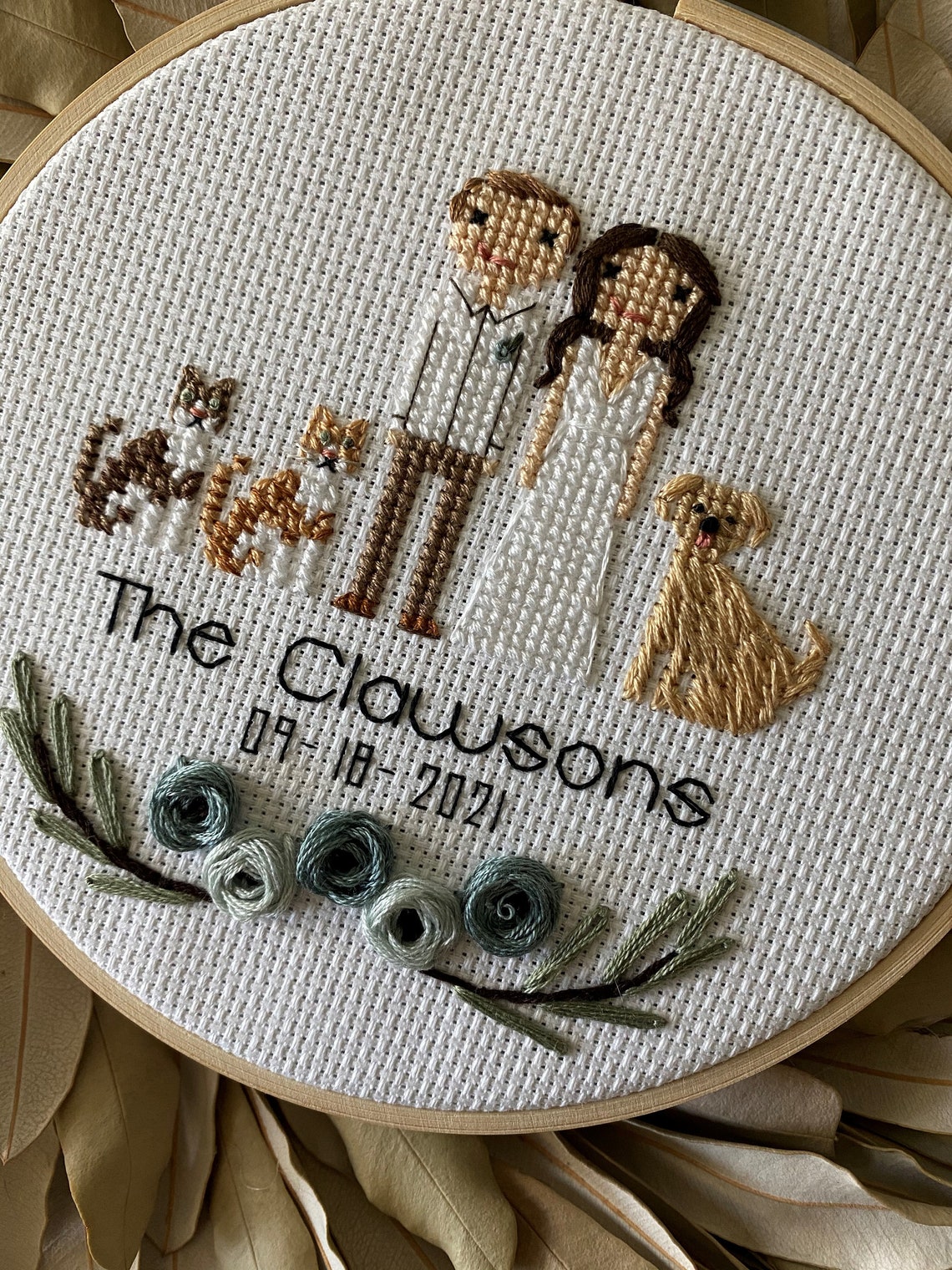 Custom Cross Stitch Wedding Portrait Cotton Anniversary Gift - Etsy