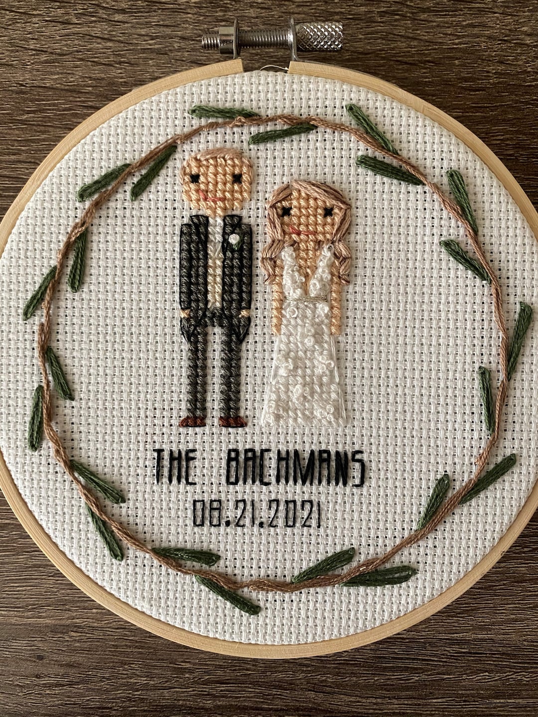 Custom Cross Stitch Wedding Portrait - Cotton Anniversary Gift - Cross ...