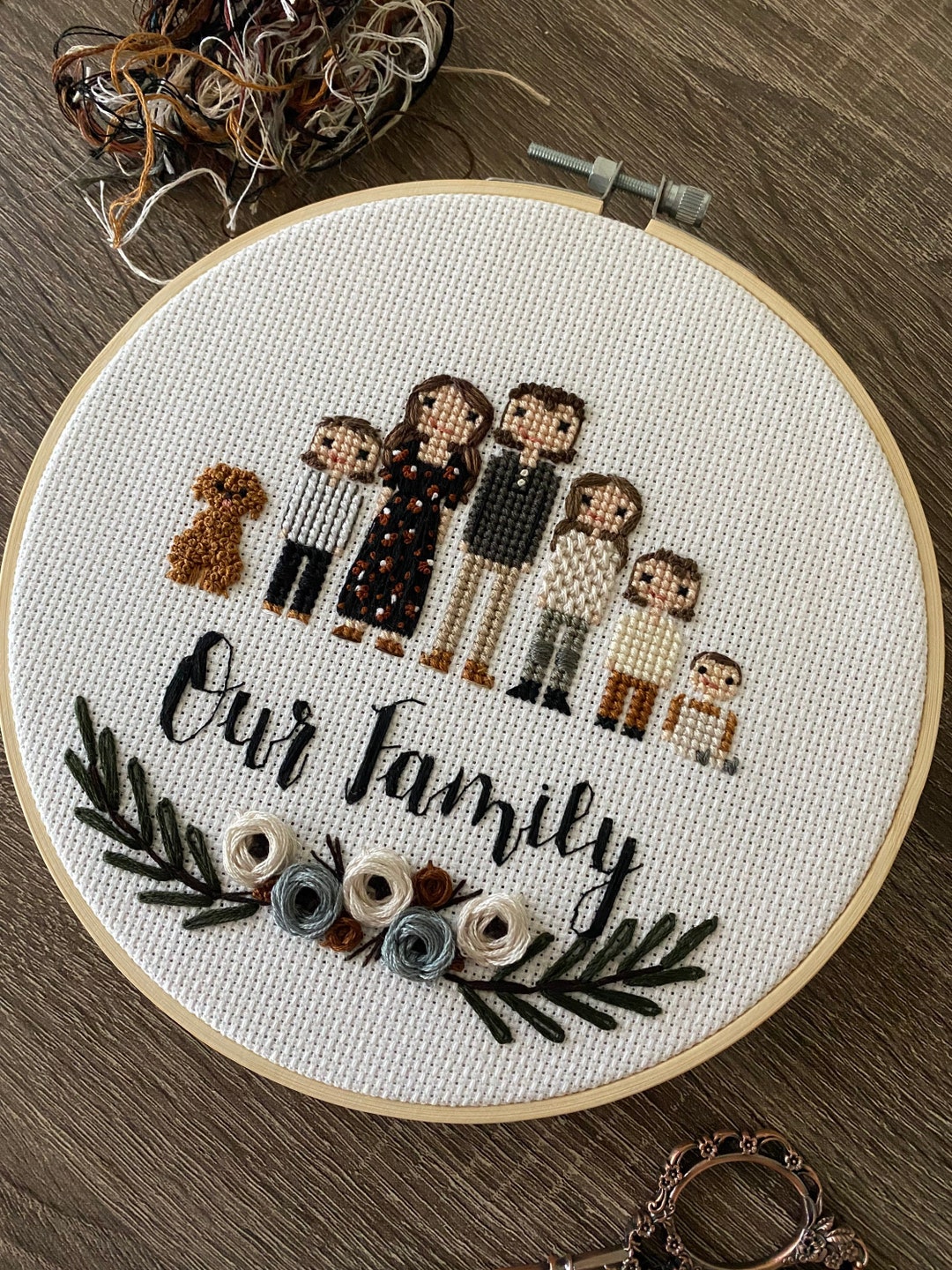 Custom Cross Stitch Family Portrait - Etsy