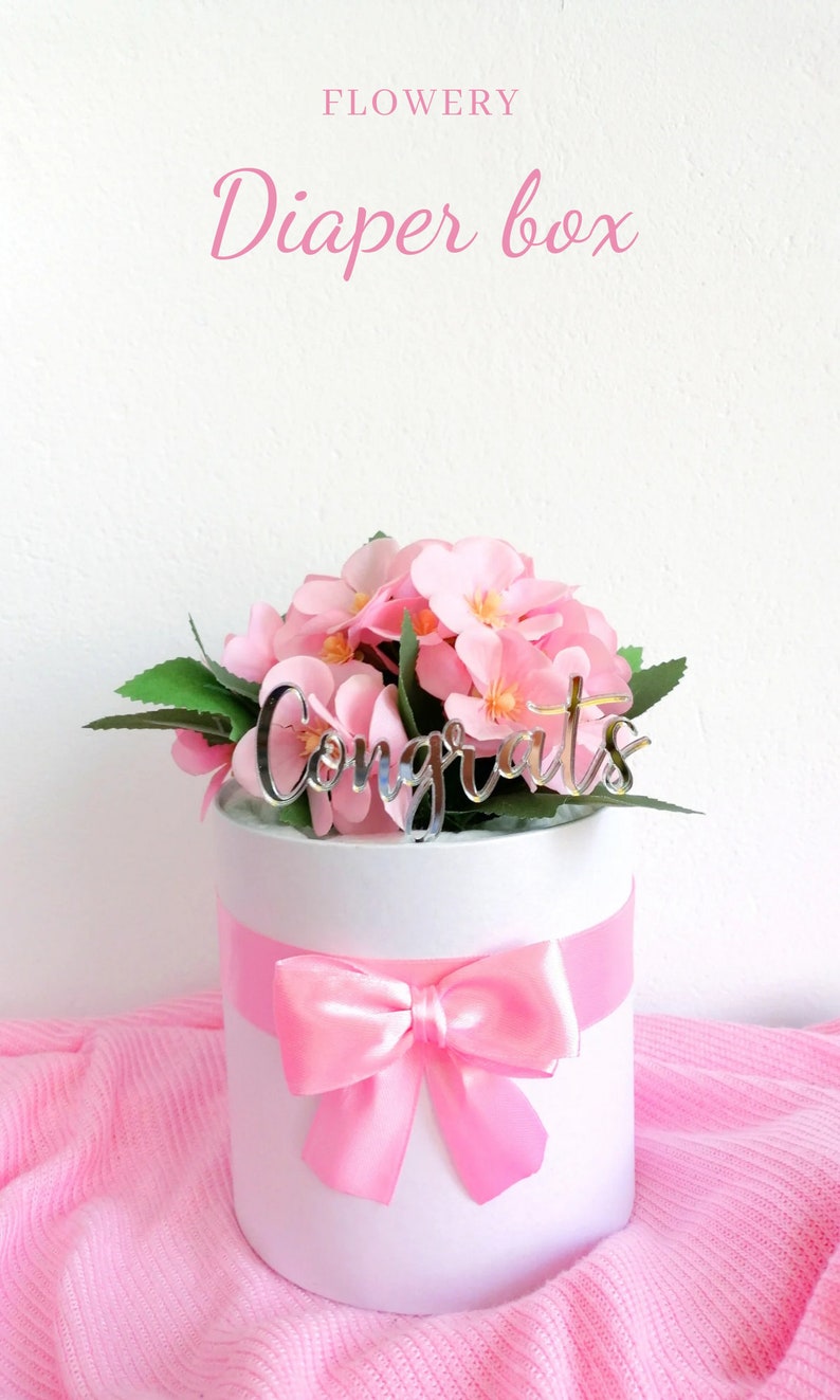 Flower Baby Shower Diaper Cake, Congrats New Mom Bouquet, Newborn Gift ...