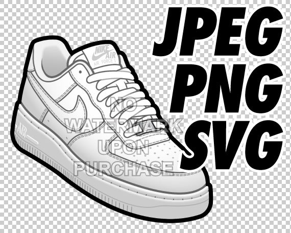 Air Force 1 Triple White JPEG PNG SVG Digital Download Sneaker - Etsy