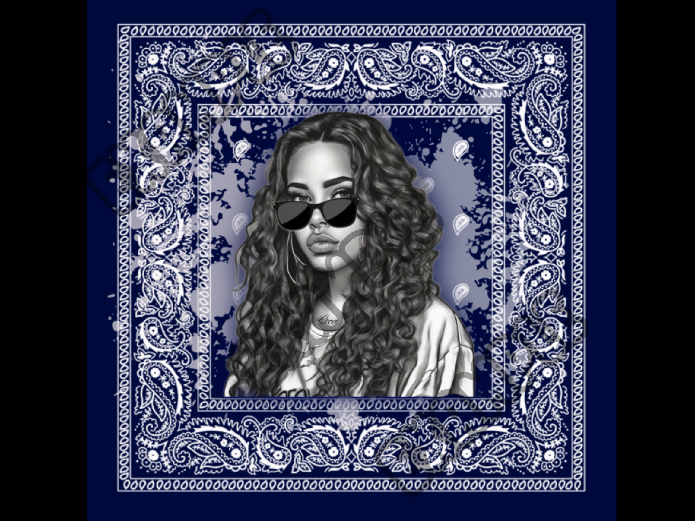 5 Different Colored Bandanas Background With Girl for Sublimation PNG ...