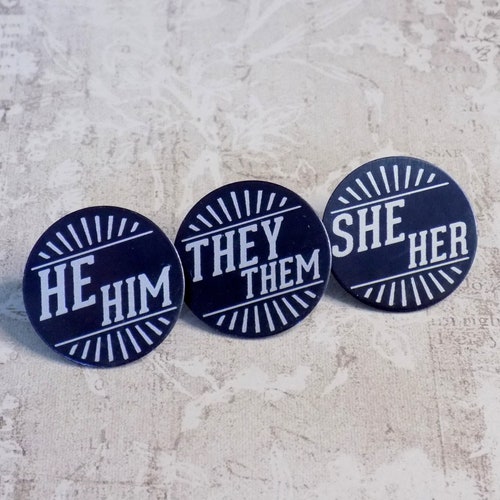 Laser Cut Wooden Pronoun Pins | Etsy