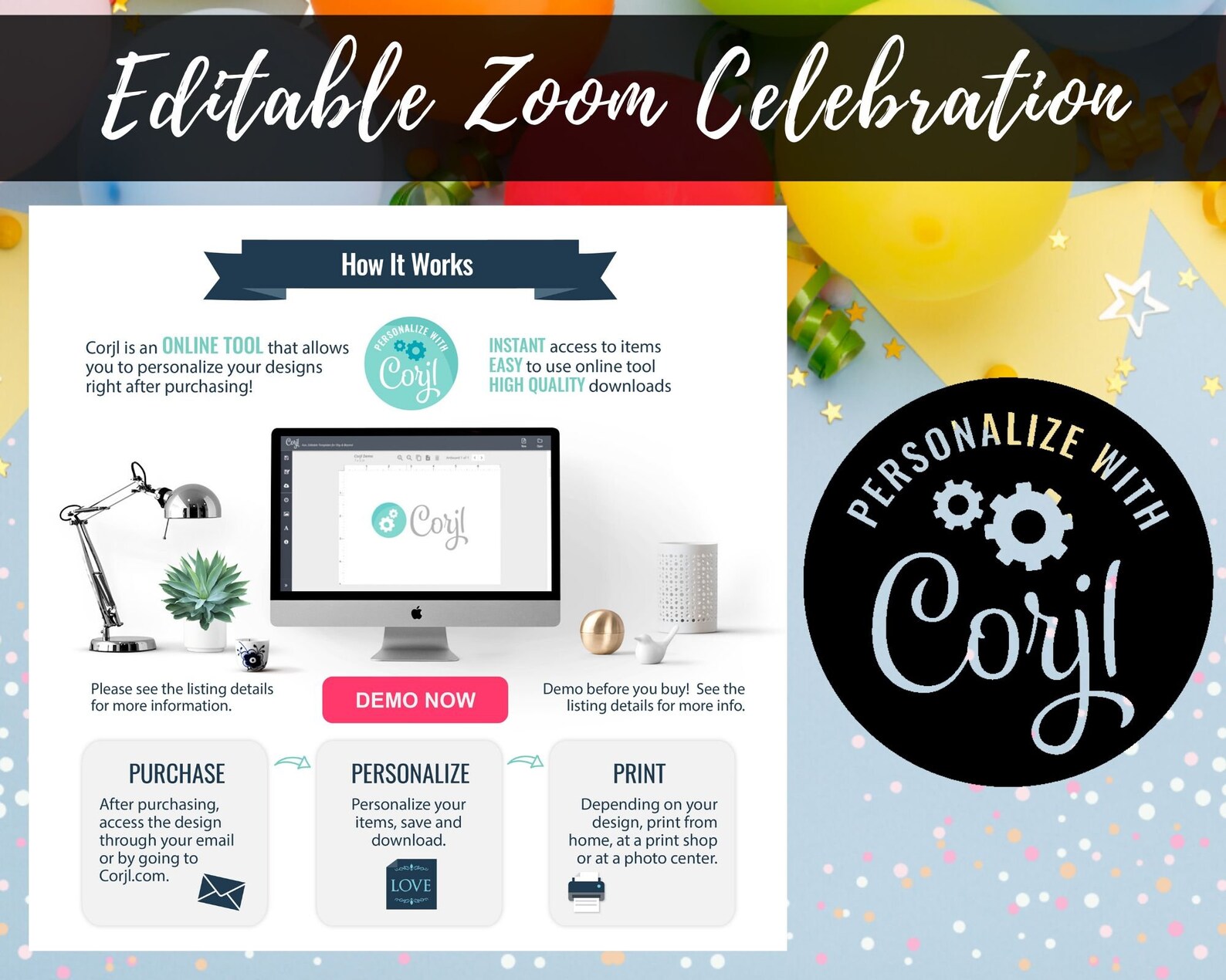 Editable Zoom Background for Celebrations, Virtual Birthday Party ...