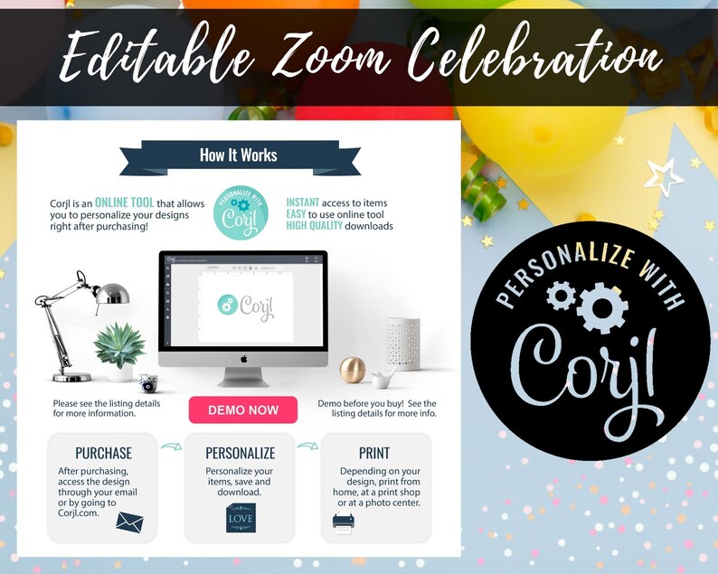 Editable Zoom Background for Celebrations, Virtual Birthday Party ...