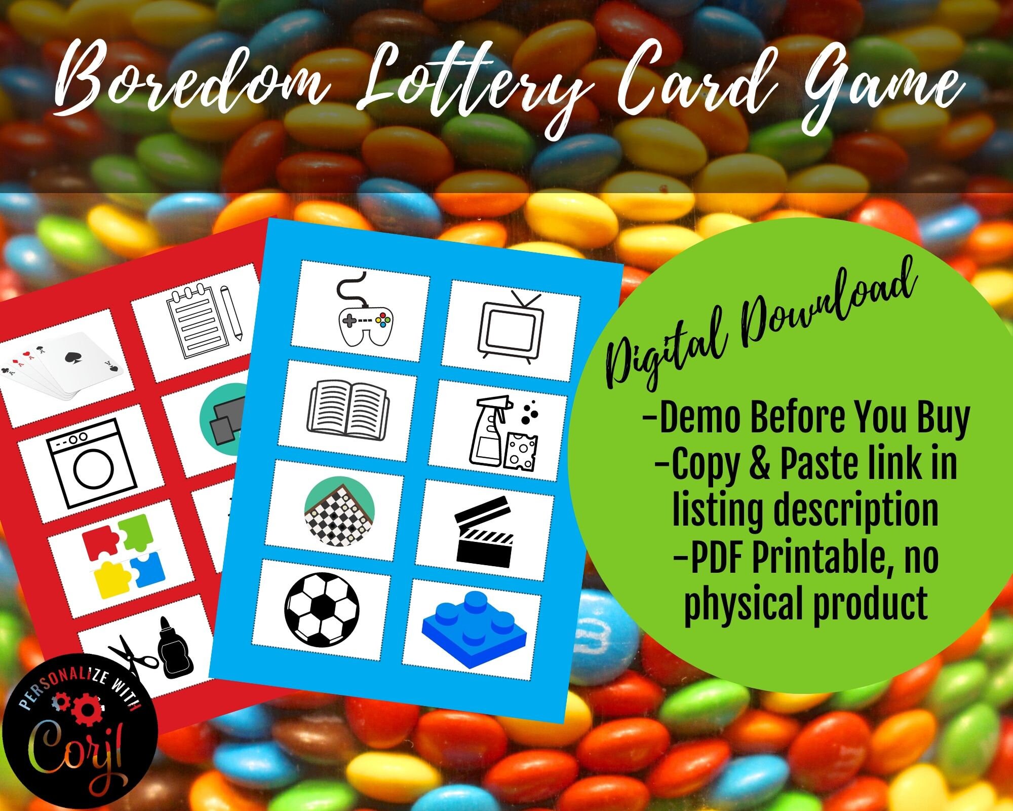 Editable Boredom Lottery Cards Printable PDF Letter Size - Etsy
