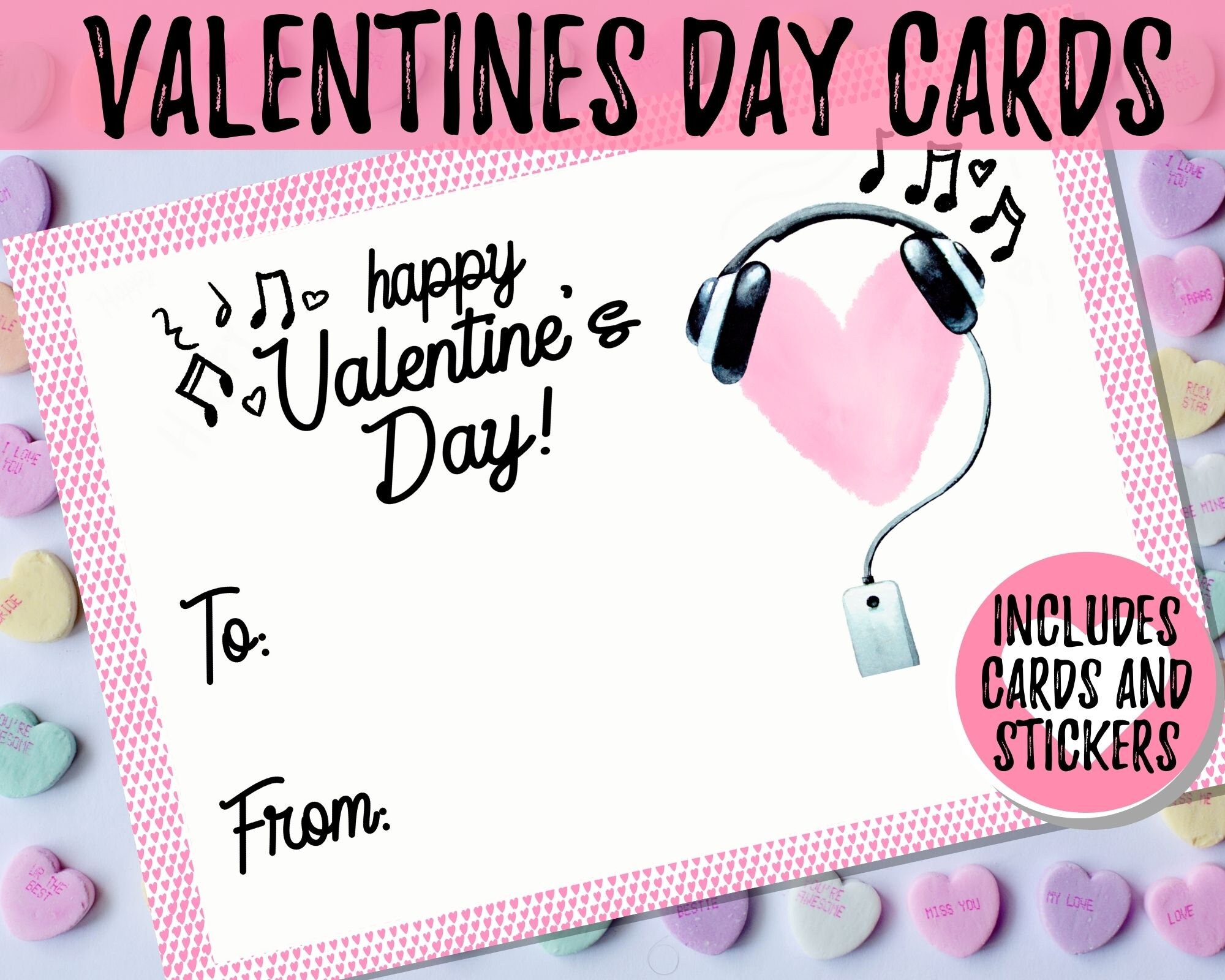 Printable Valentine's Day Cards and Stickers With Editable to and From ...