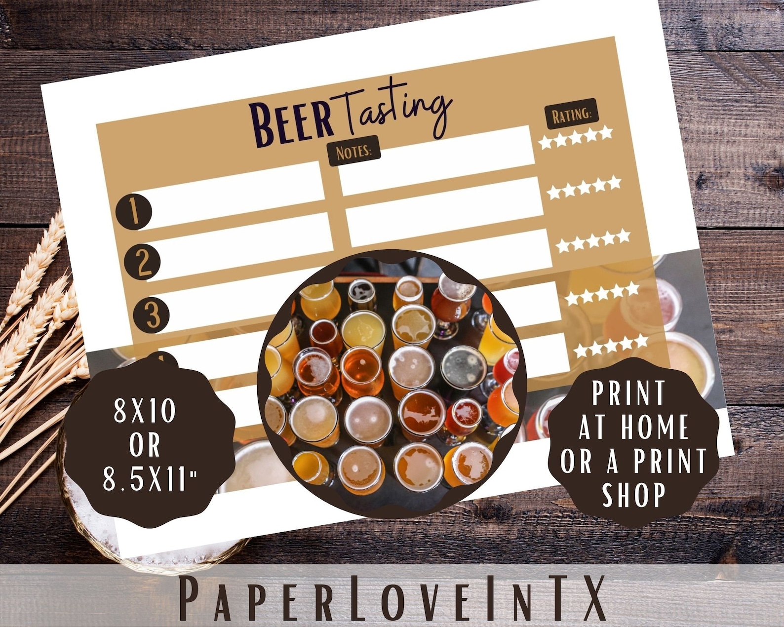 Beer Tasting Score Card PDF Printable Letter Size 8.5x11 | Etsy