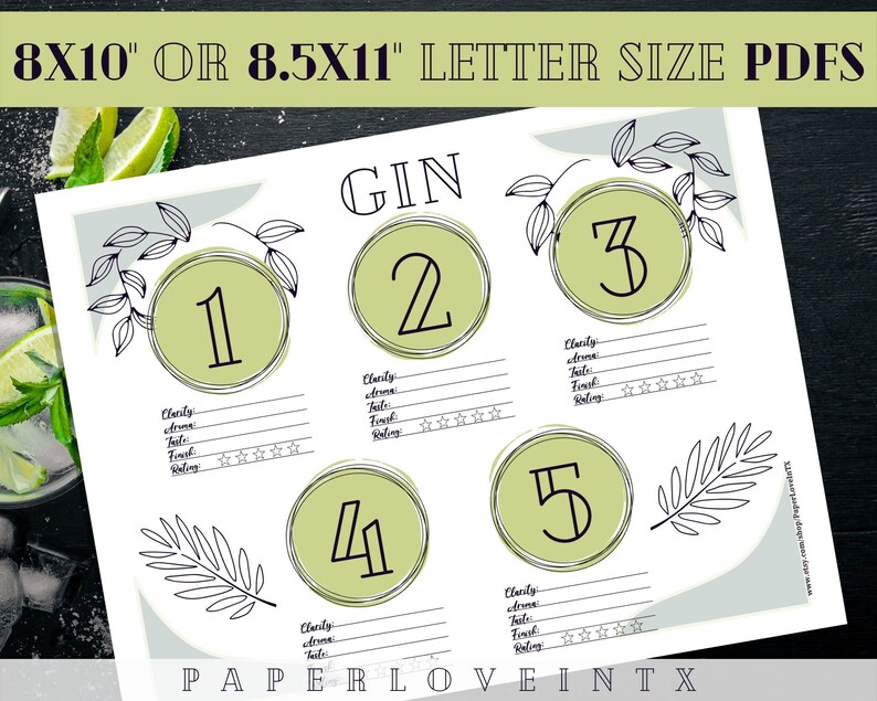 Blind Gin Tasting Printable Party Pack Pdfs Framable Welcome - Etsy ...