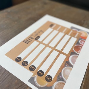 Editable Beer Tasting Score Card Printable PDF 8.5x11" and 8x10" for 10 ...