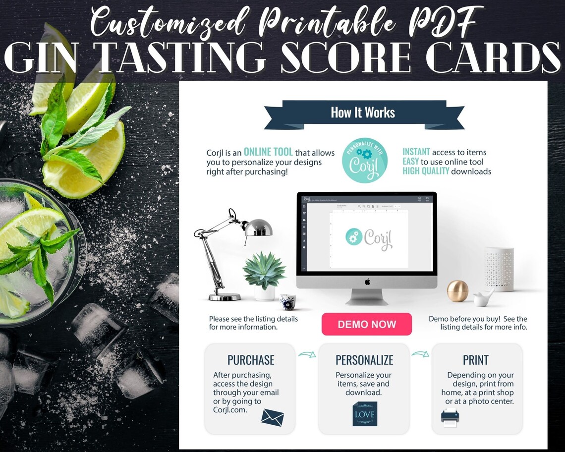 Editable Gin Tasting Score Card Printable PDF Digital Download 8.5x11 ...
