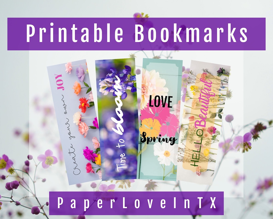 Printable Bookmarks With Spring Flowers and Inspirational Text Letter ...