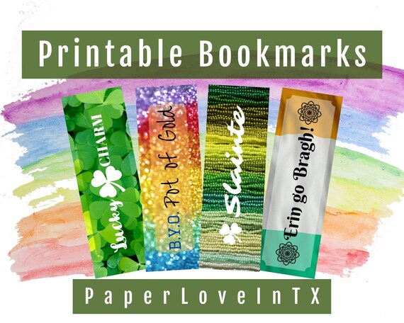 Printable Bookmarks for St. Patrick's Day Slainte Lucky - Etsy