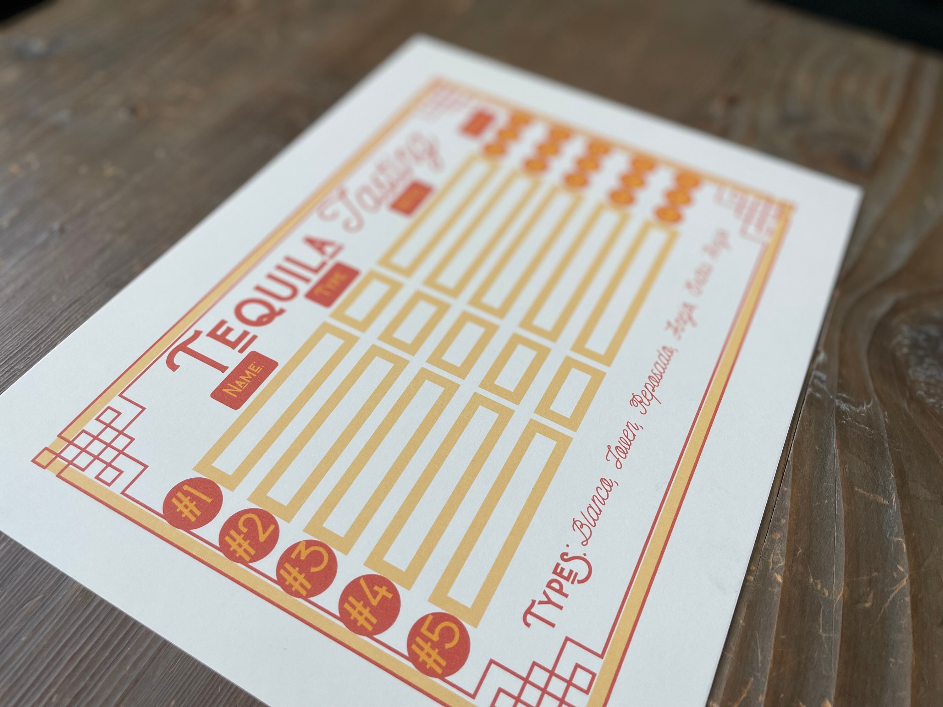 Tequila Tasting Score Card - Etsy