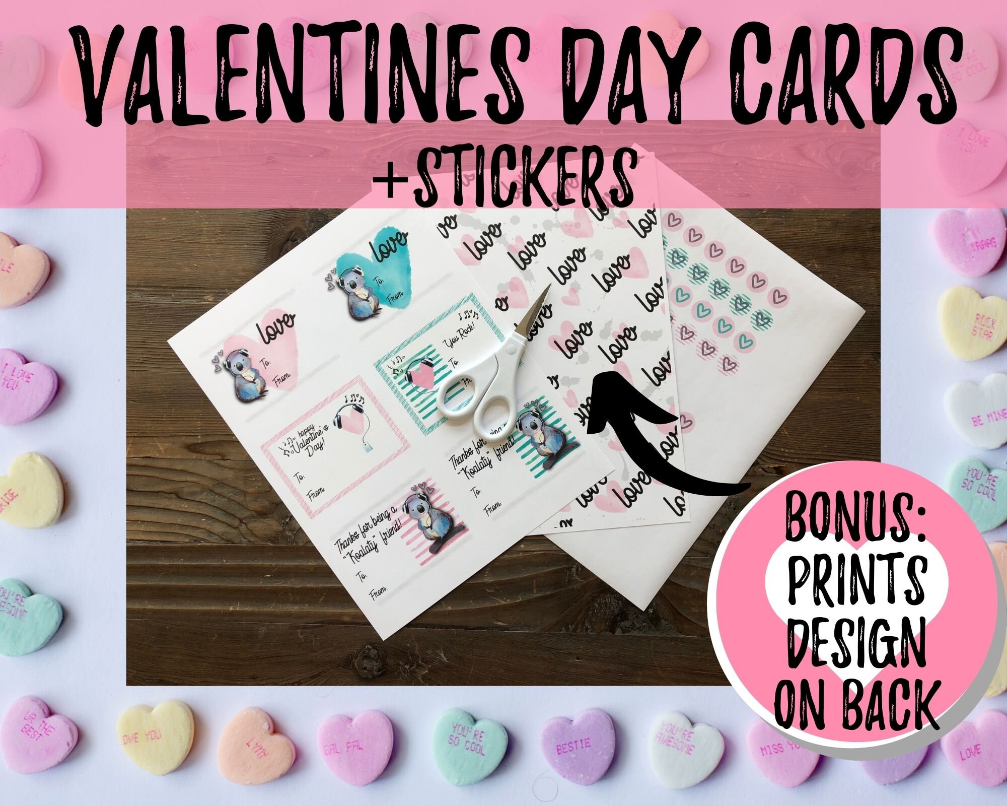 Printable Valentine's Day Cards and Stickers With Editable to and From ...