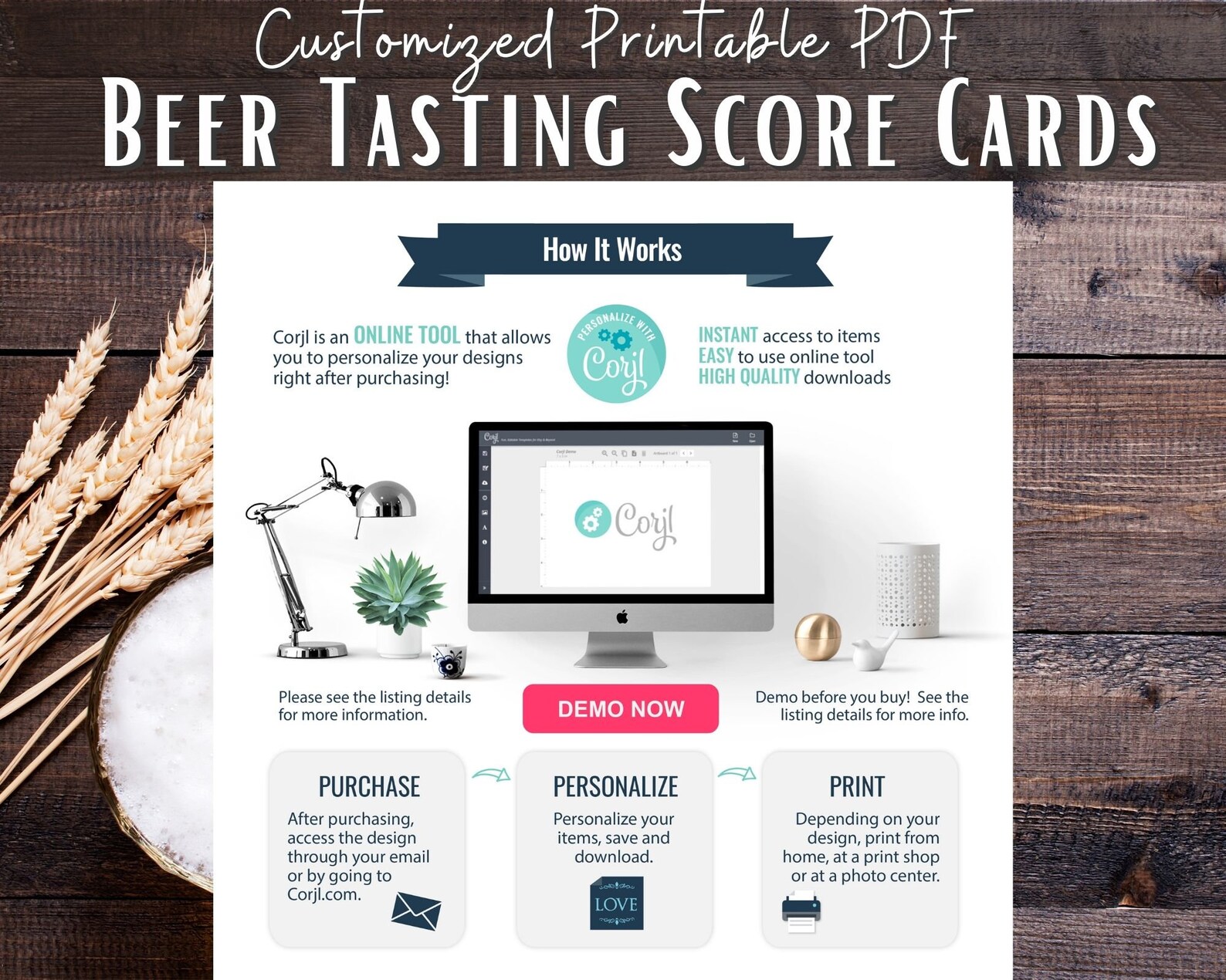Editable Beer Tasting Score Card Printable PDF 8.5x11" and 8x10" for 10 ...